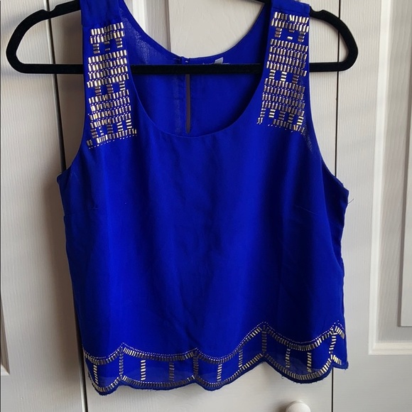 Charlotte Russe | Tops | Royal Blue Tank Top With Gold Design | Poshmark